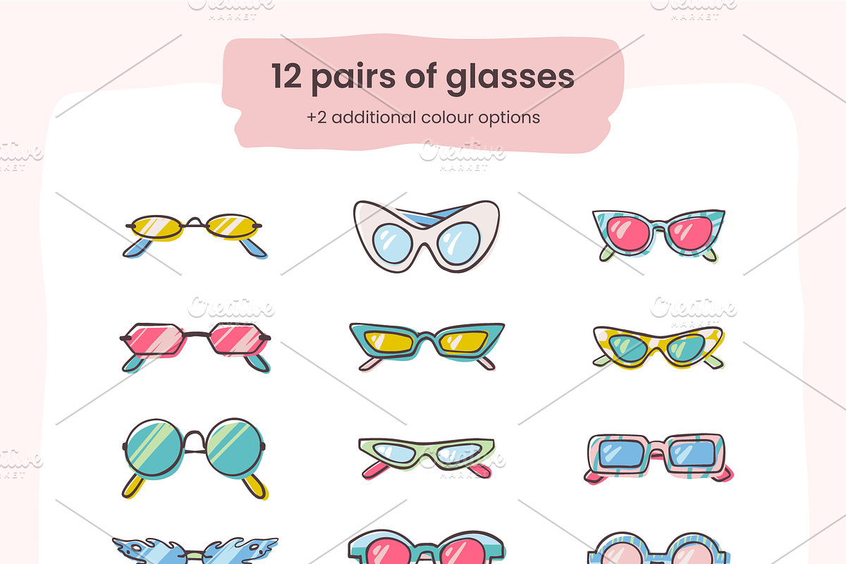 Sunglasses Vector Summer Pack, an Illustration by Castula