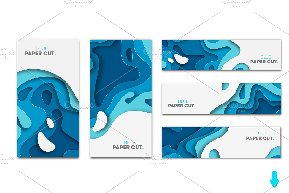 Blue paper cut banners, a Flyer Template by Vitaliy Starkov