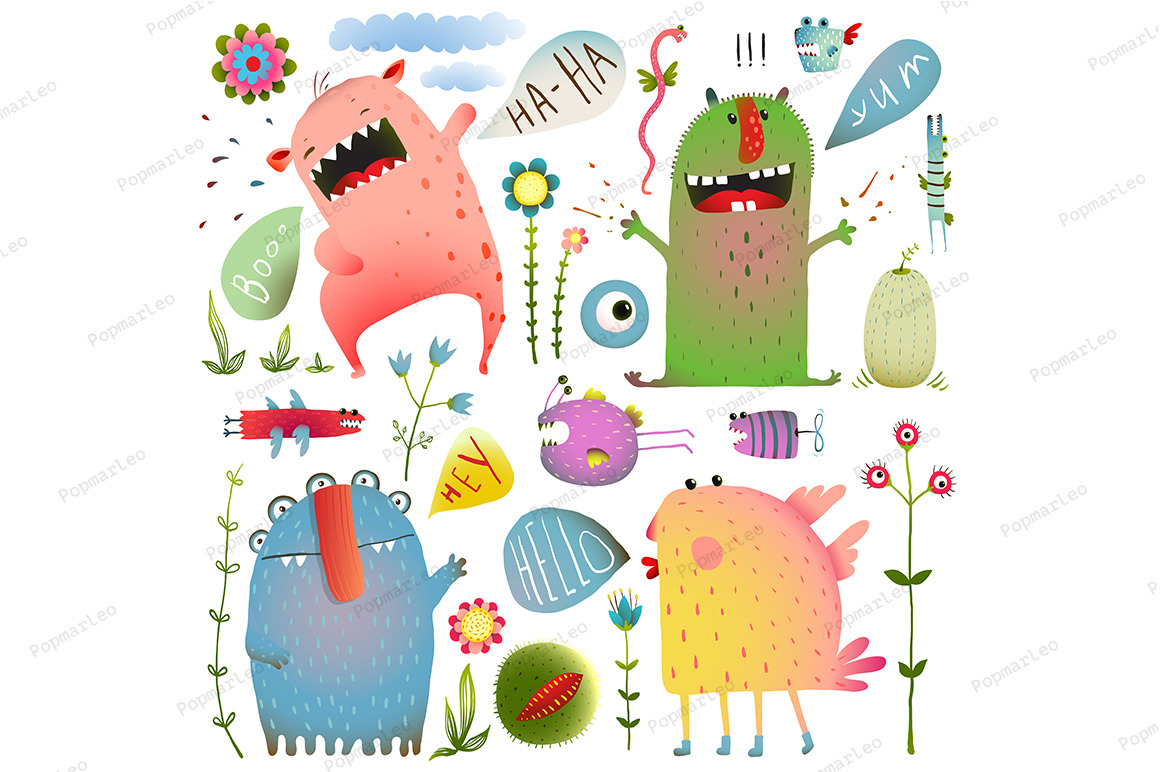 Fun Cute Monsters for Kids Design | Animal Illustrations ~ Creative Market