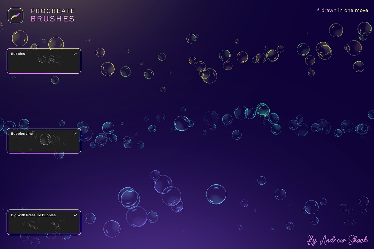 Bubbles Procreate Brushes, a Brush Add-On by Andrew Skoch Design