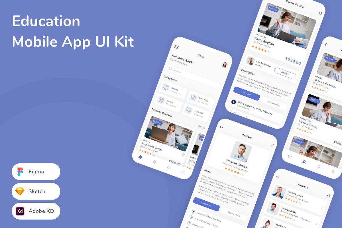 Education Mobile App UI Kit, an UI Kit Template by Betush