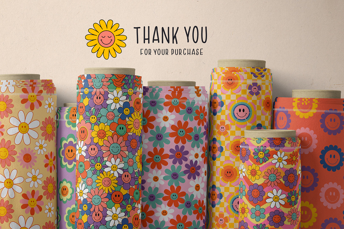 Retro Smiley flowers collection