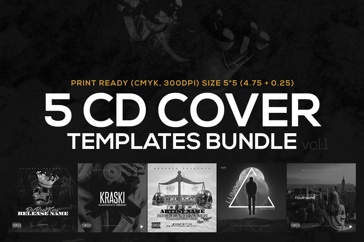 5 CD Cover Templates Bundle vol.1, a Templates & Theme by RussGFX