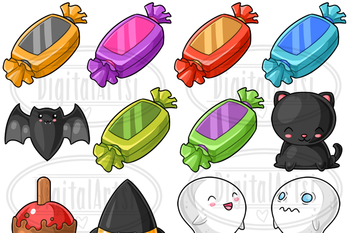 Kawaii Halloween Clipart, an Illustration by DigitalArtsi
