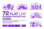 Flat Purple Color Conceptual icons, an Outline Icon by Creative Graphics