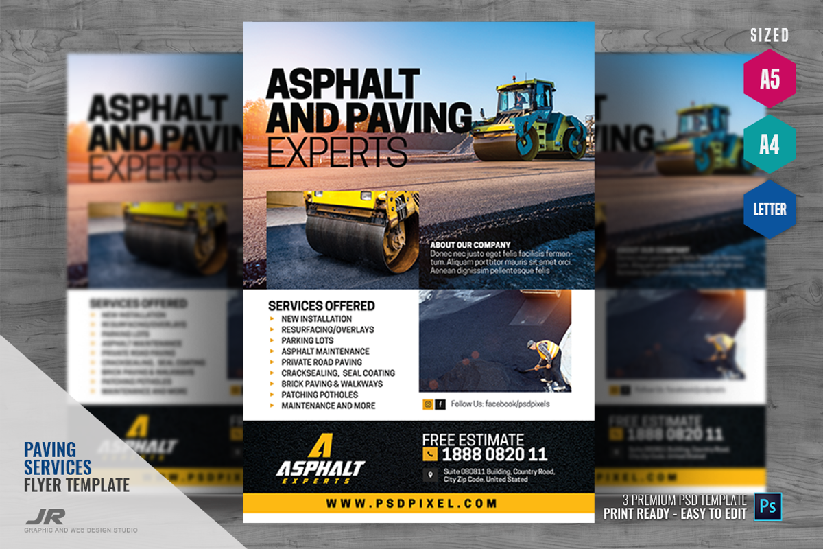 Road Paving Flyer, a Flyer Template by PSDPixel