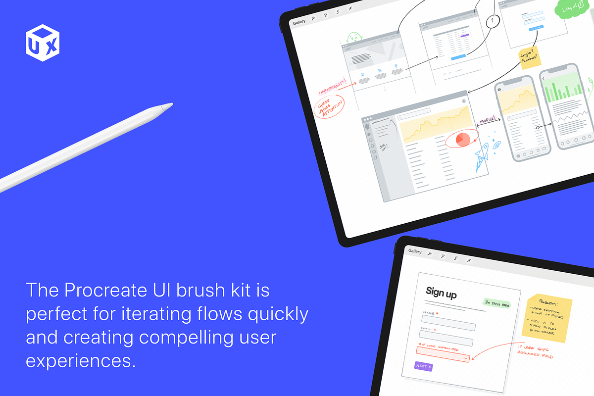 Procreate UI Brush Kit, a Brush Add-On by UXBin