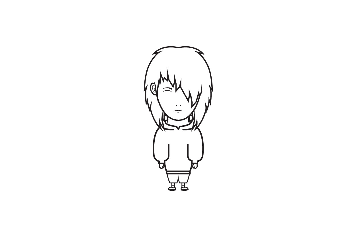 cartoon girl line emo with jacket logo