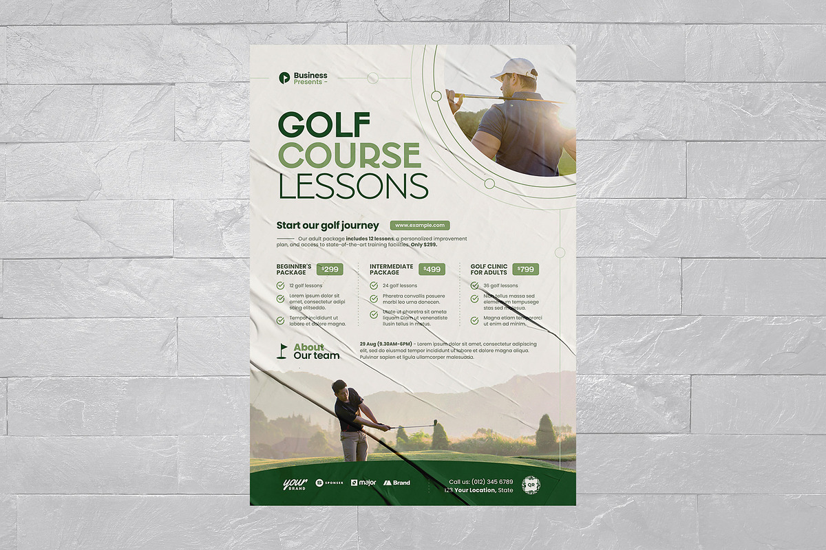 Golf Lessons Flyer Template, a Flyer Template by BrandPacks