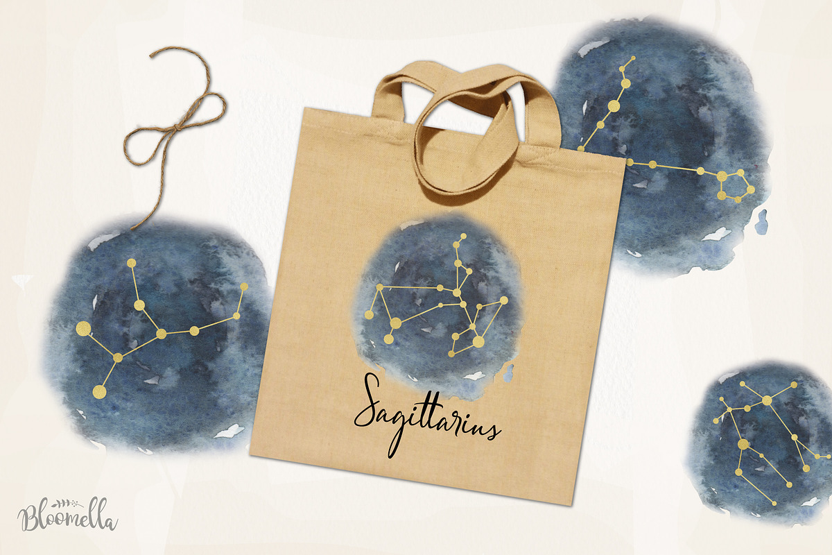 Star Signs Set Watercolor Astrology, an Illustration by Bloomella