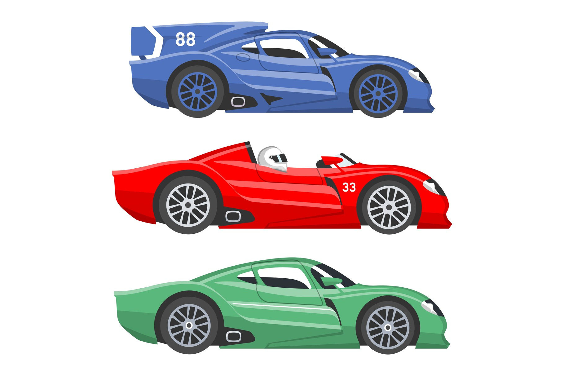 Sport race car vector speed automobile and offroad rally car colorful ...