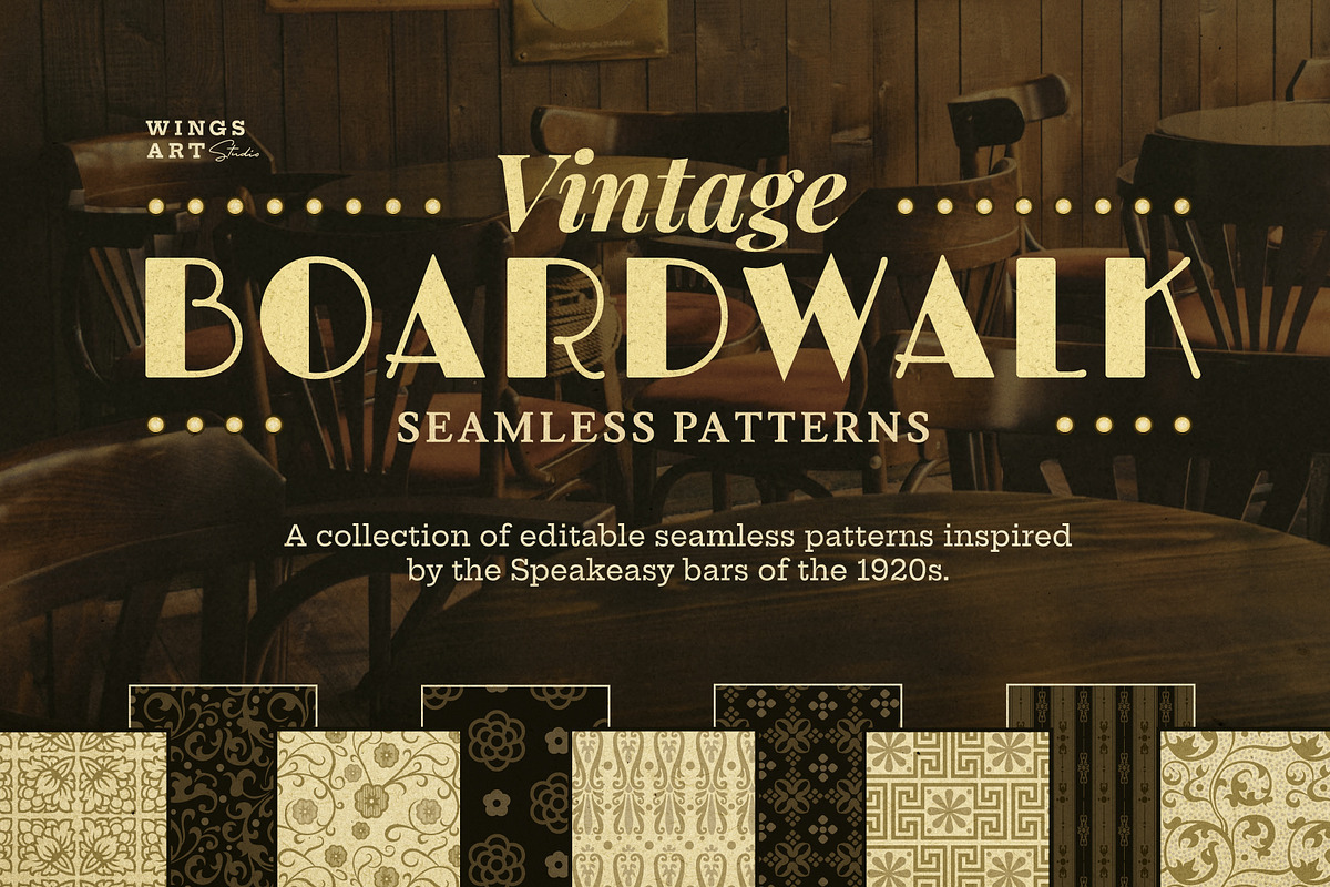 Vintage Art Deco Bar Patterns, a Pattern Graphic by Wingsart Studio ...