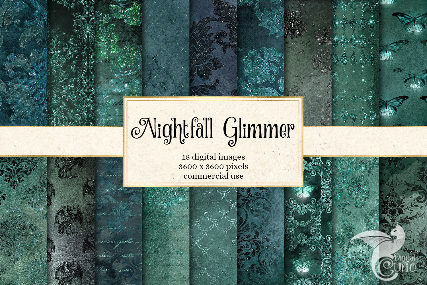 Nightfall Glimmer Digital Paper, a Texture Graphic by Digital Curio