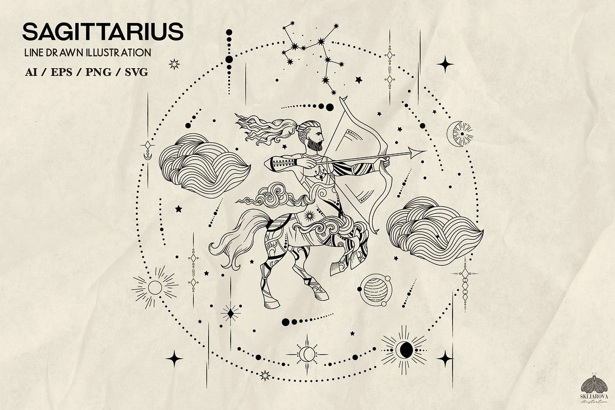 Zodiac signs line art + Procreate, a Decorative Illustration by Skliarova
