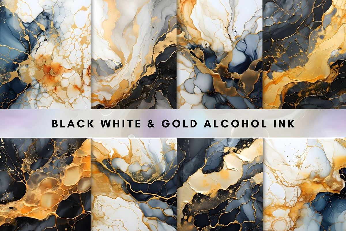 Abstract Watercolor Alcohol Ink Gold