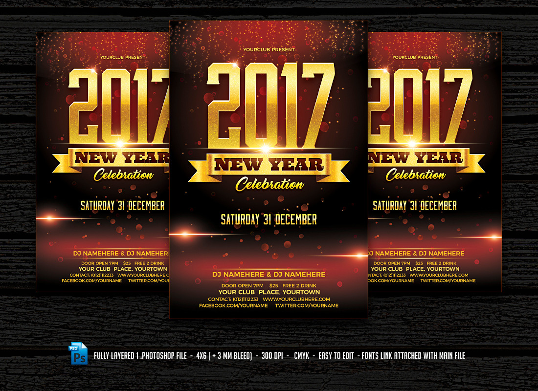 New Year Celebration Flyer, a Flyer Template by DesignWorkz