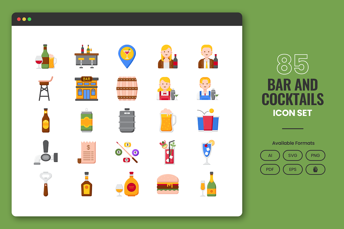 85 Cocktail Bar Icons
