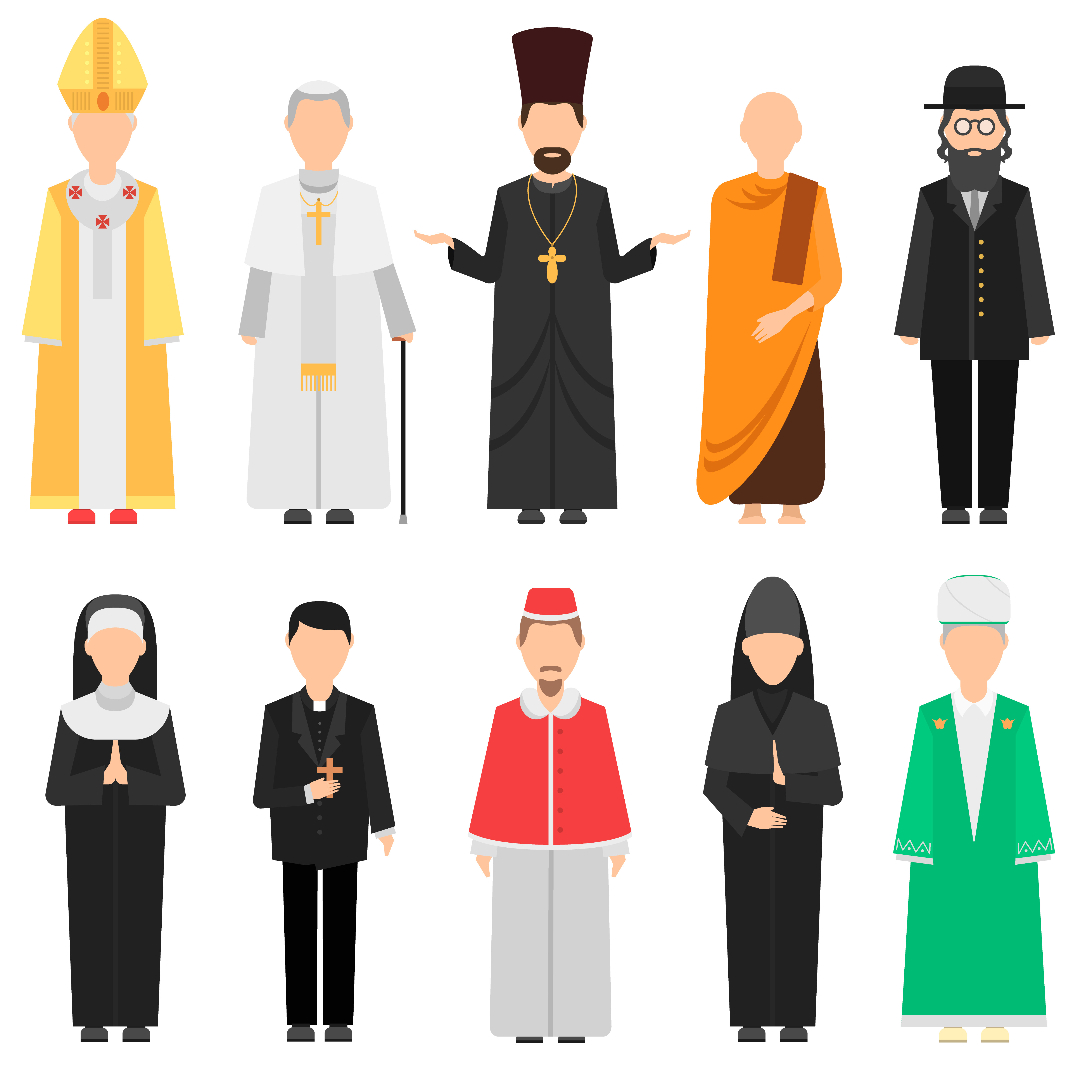 Religion people vector set, a Person Illustration by RocketArt