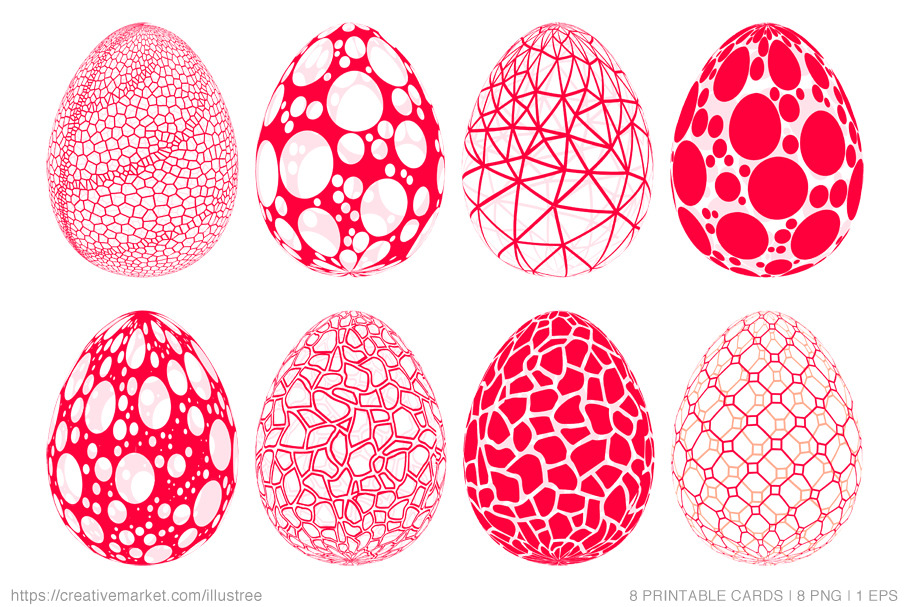 Abstract 3D Easter eggs, vector set, a Graphic by Illustree