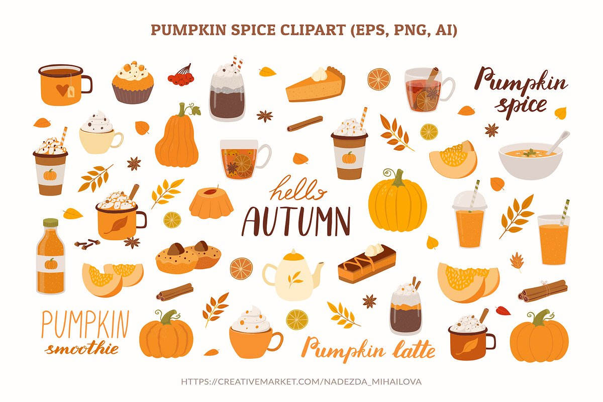 Pumpkin Spice Autumn Clipart