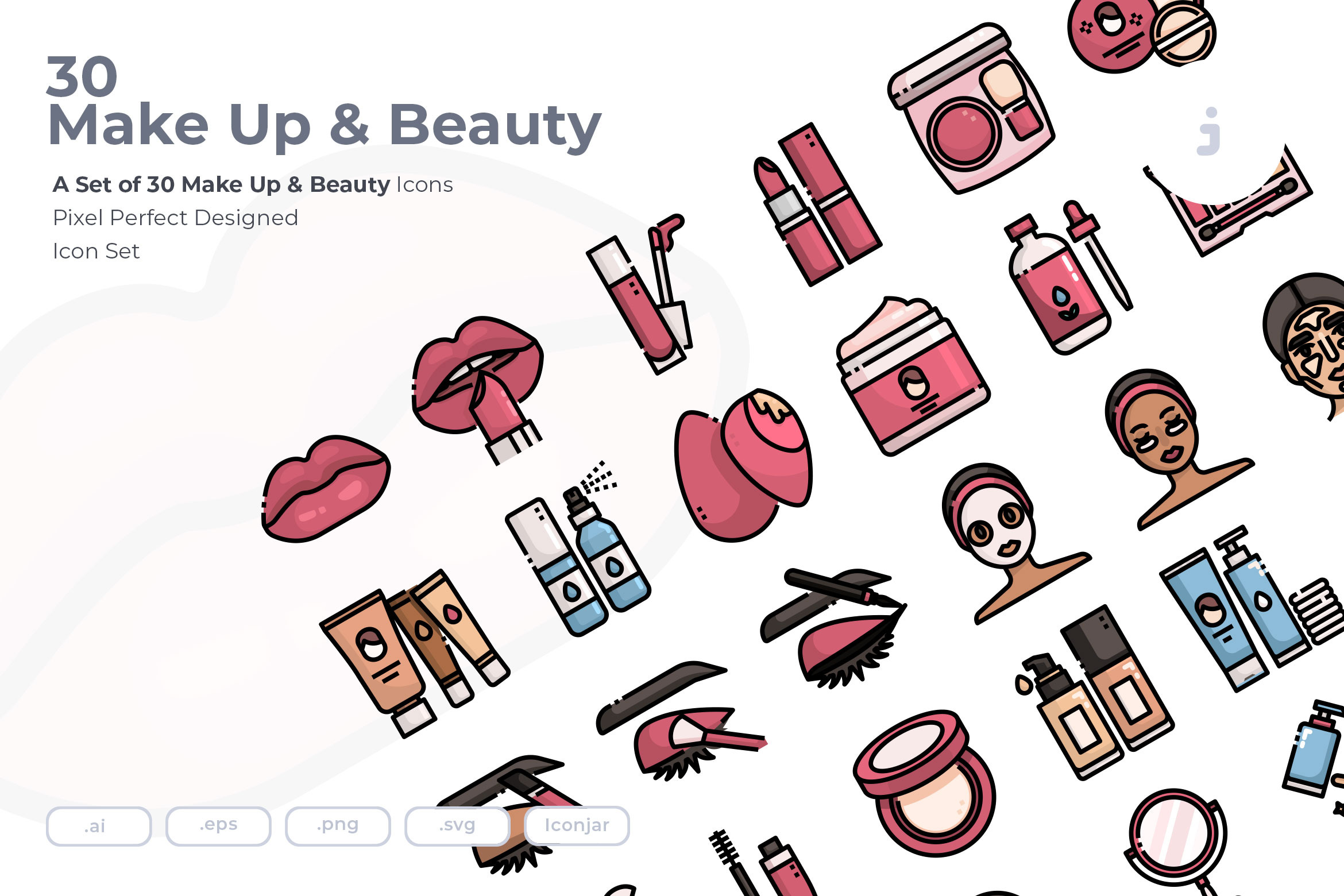 30 Make Up & Beauty Icon set, an Outline Icon by Just Icon
