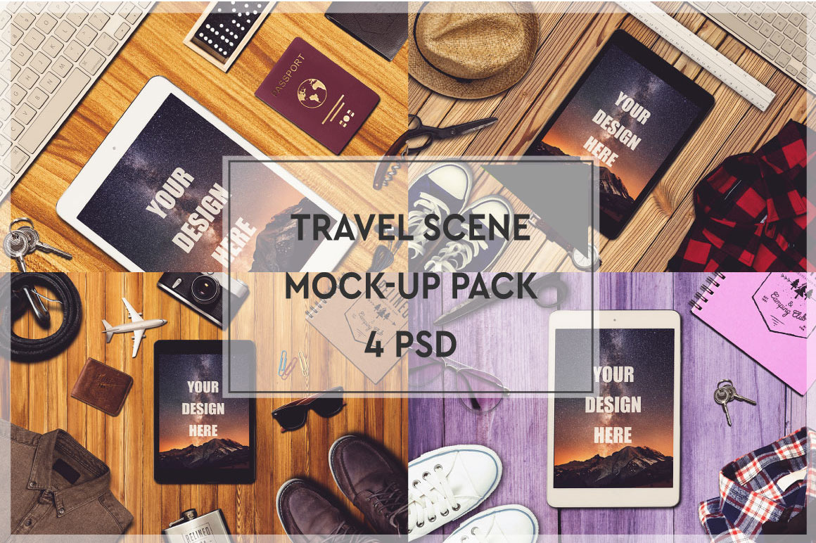 Travel Scene Mock-up Pack #2, an iPad Mockup by relineo.mock-ups