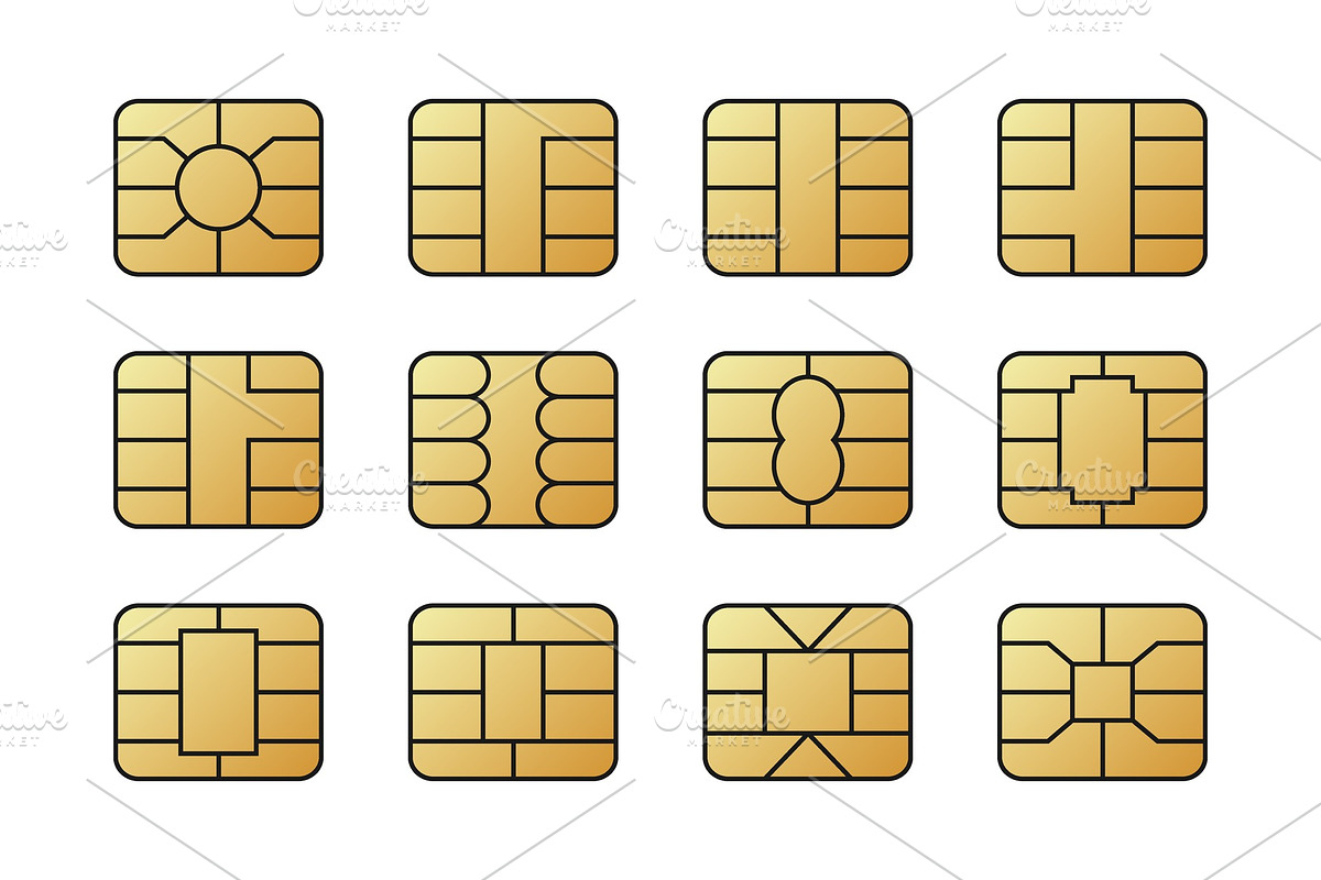 EMV chips for banking plastic card, an Outline Icon by GraphiShop