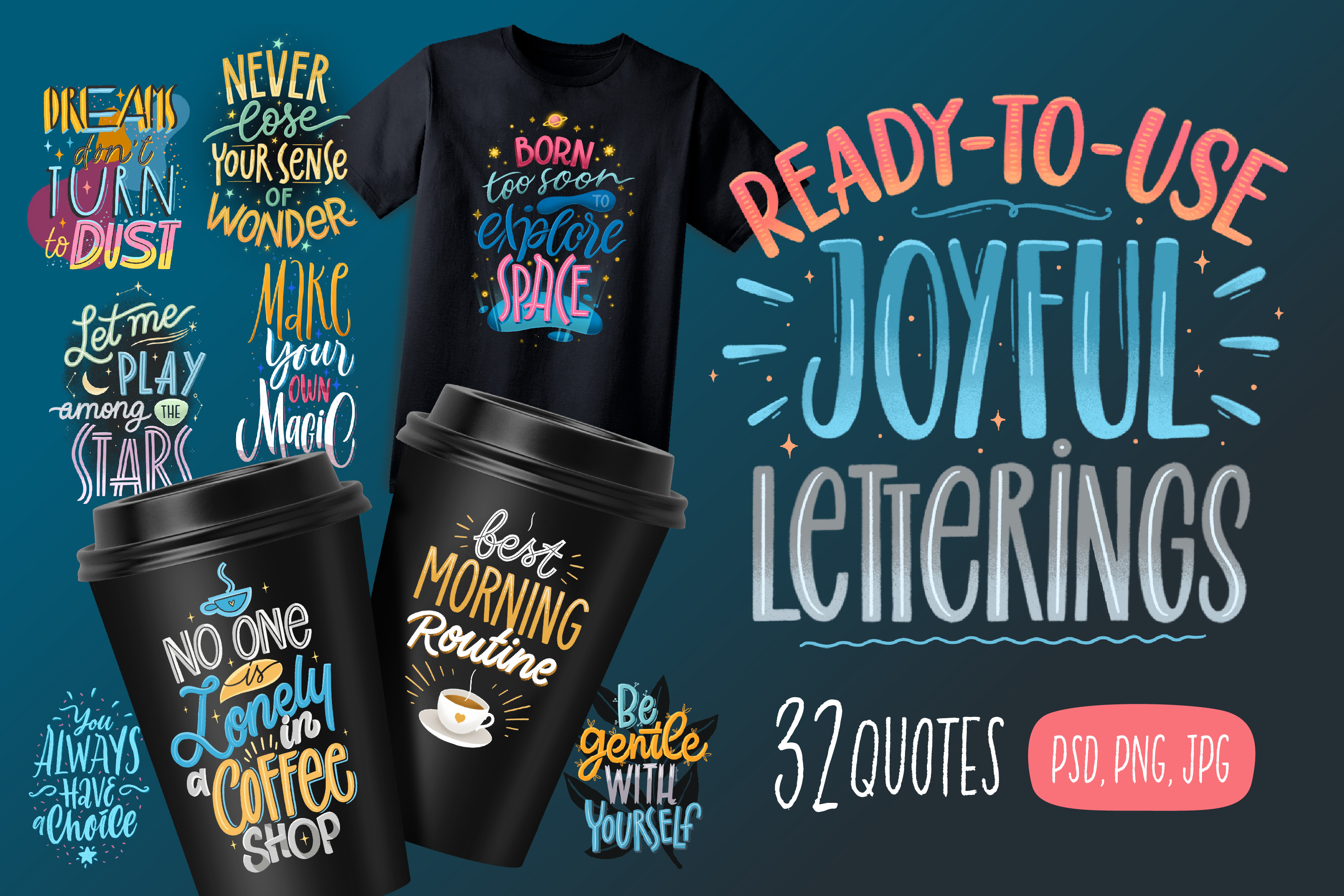 Joyful Letterings / 32 Quotes, a Decorative Illustration by Zira Zulu ...