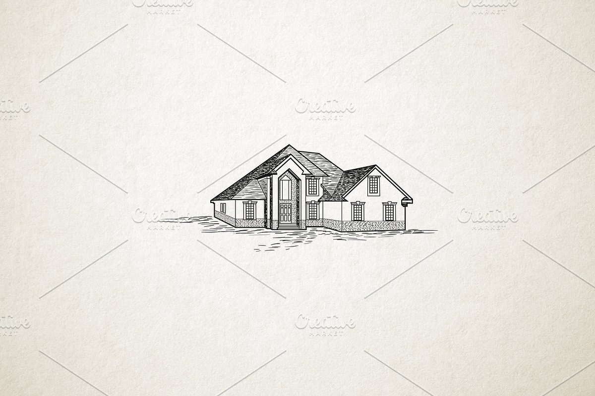 Hand drawn houses illustrations set, a Texture Illustration by Piro ...