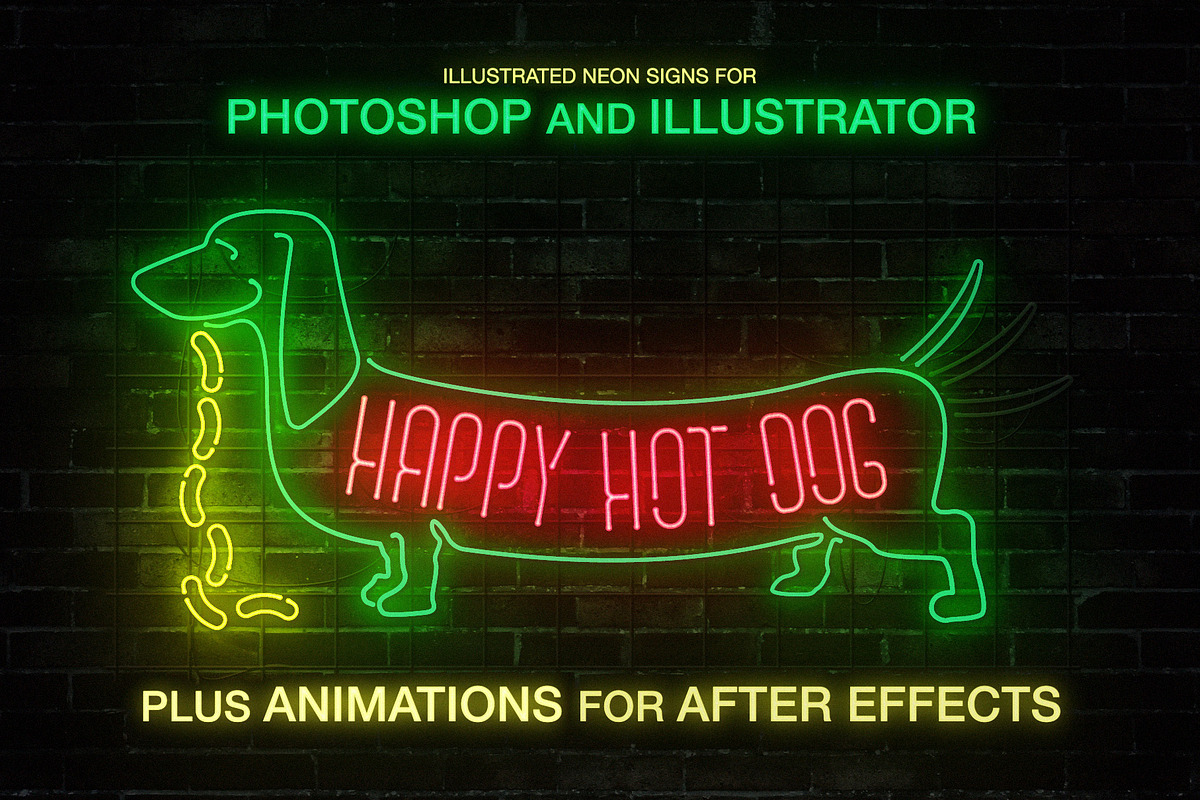 Neon Sign Collection: Volume One, a Texture Illustration by Wingsart Studio