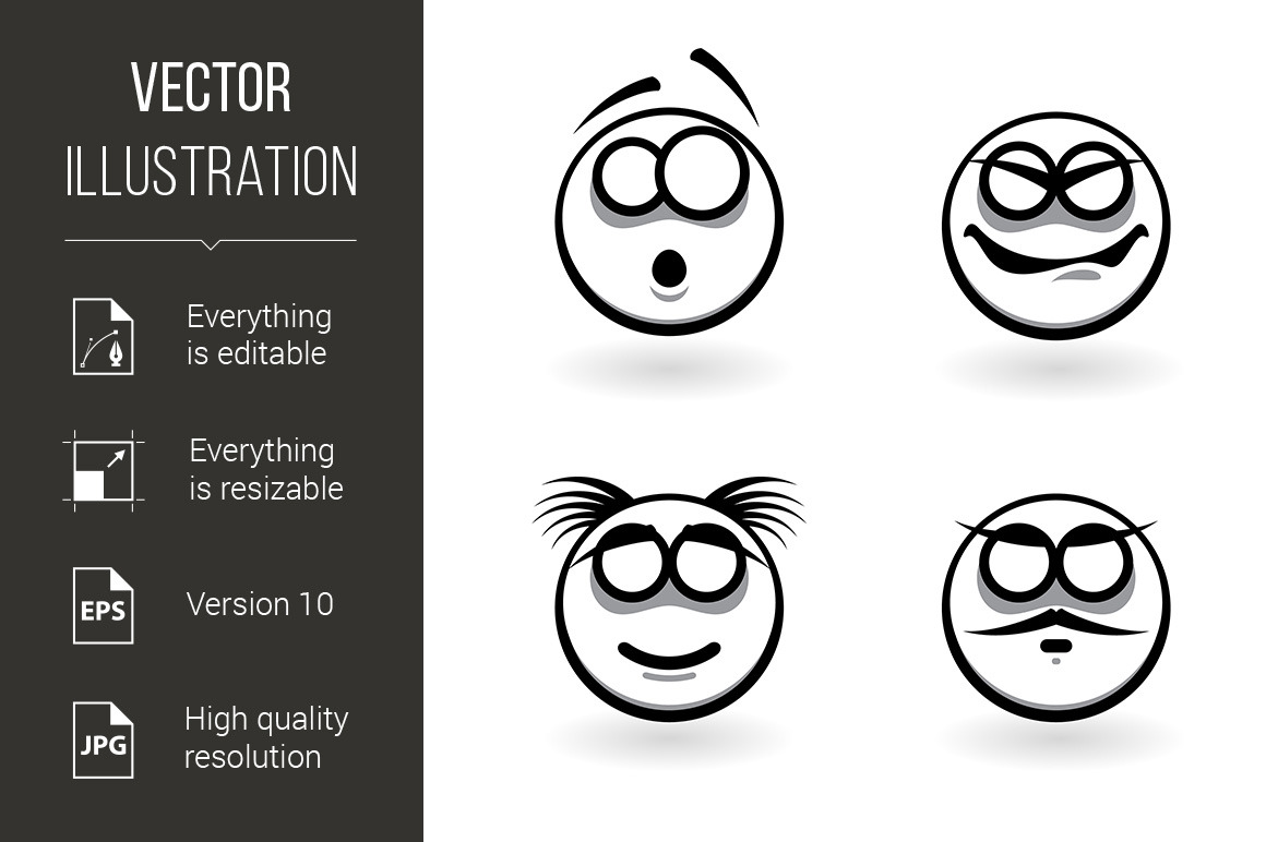 Four cartoon of abstract emotions., a Background Graphic by DvargShop ...