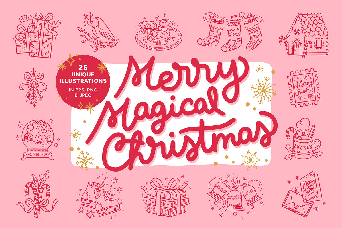 Merry Magical Christmas - Vector, a Seasonal Illustration by Carole ...