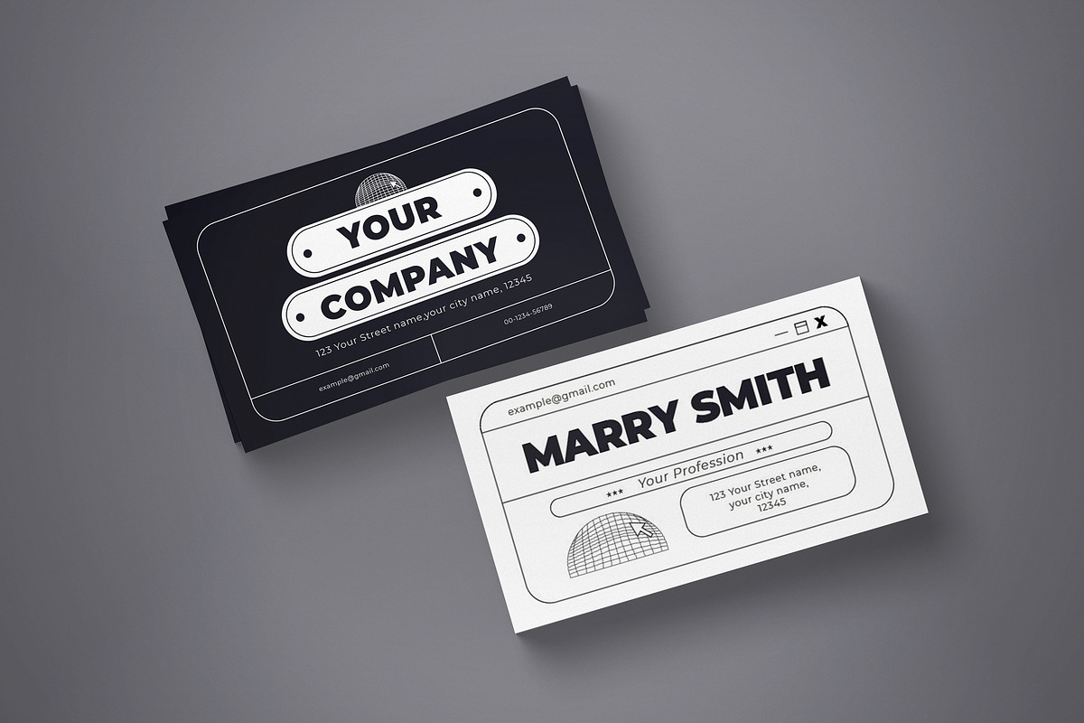 Monochrome Business Cards, a Business Card Template by graphicook