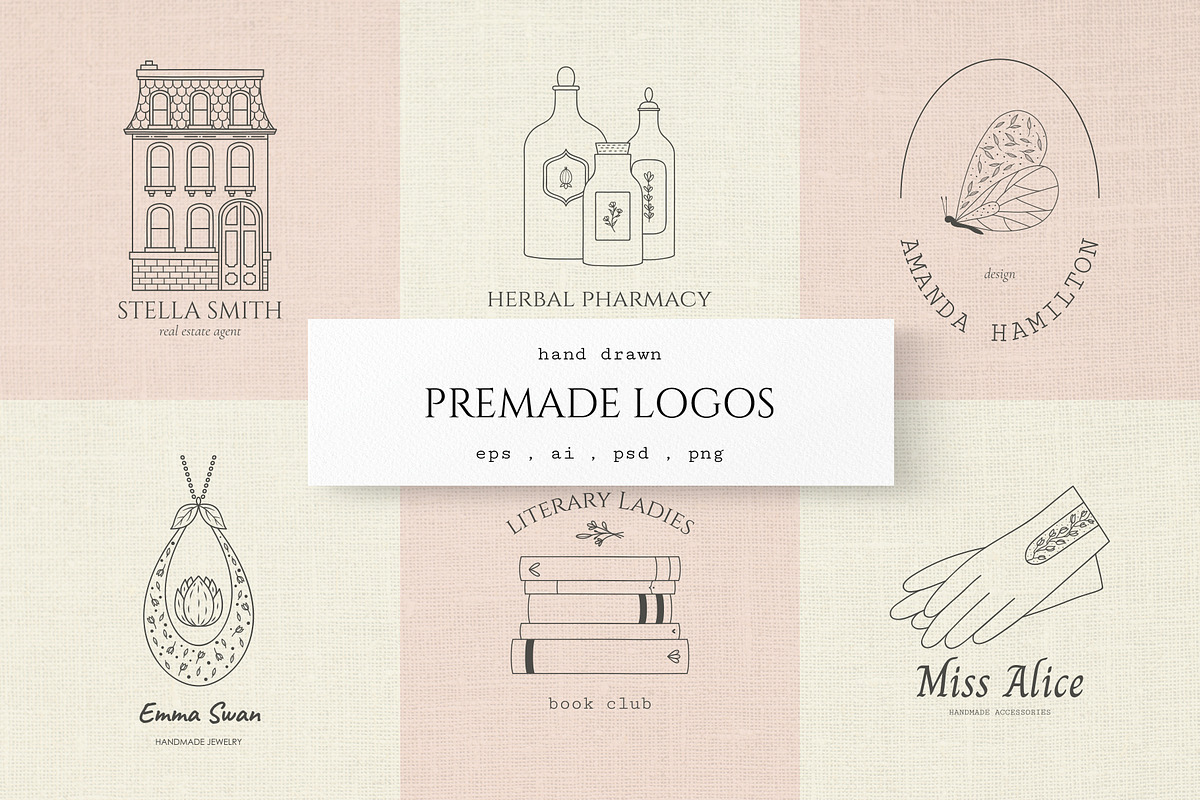 Premade Logo Set, a Branding & Logo Template by NatalieArtShop