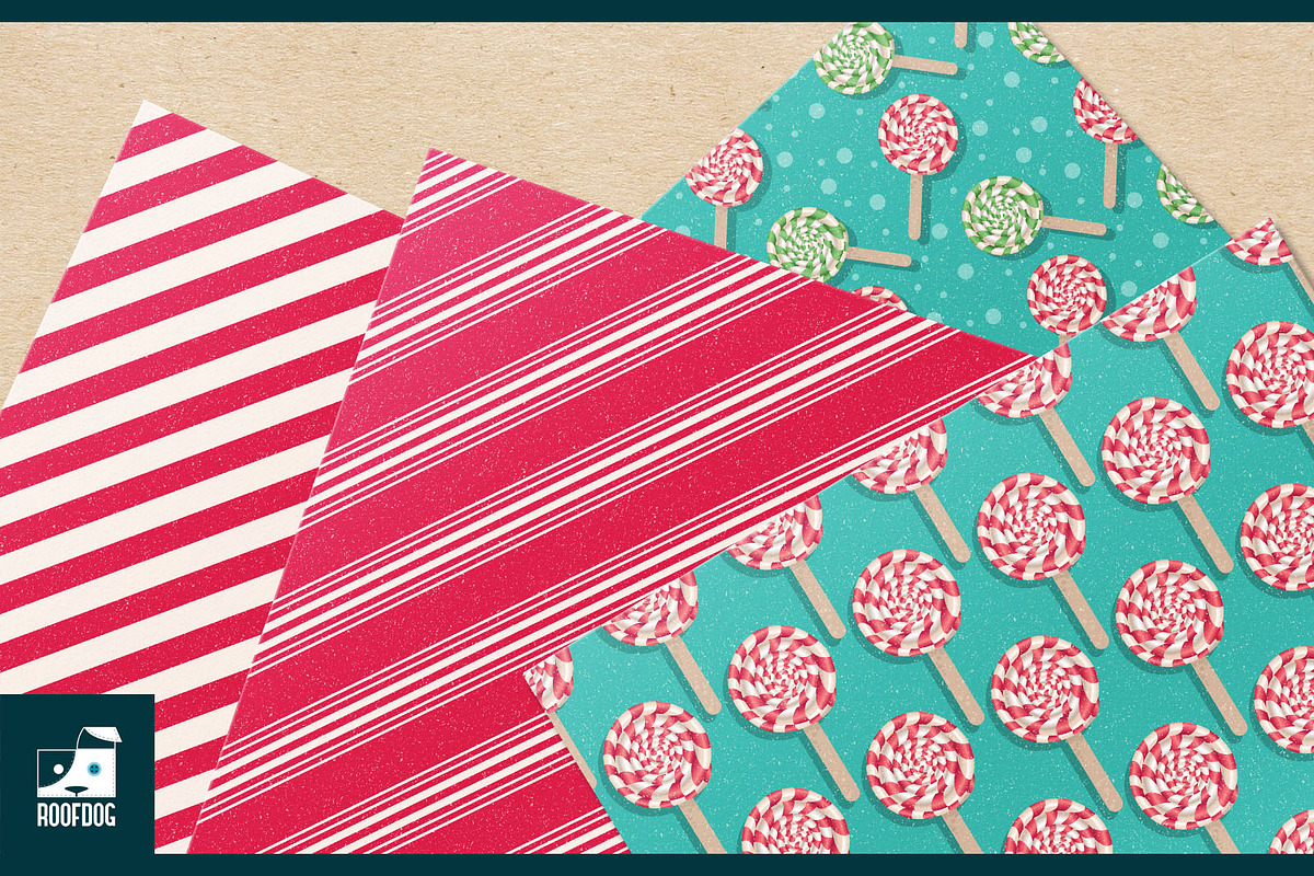 Candy cane stripe digital paper, a Pattern Graphic by Roofdog Design
