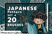Japanese pattern procreate brushes, a Brush Add-On by ProcreateiBox