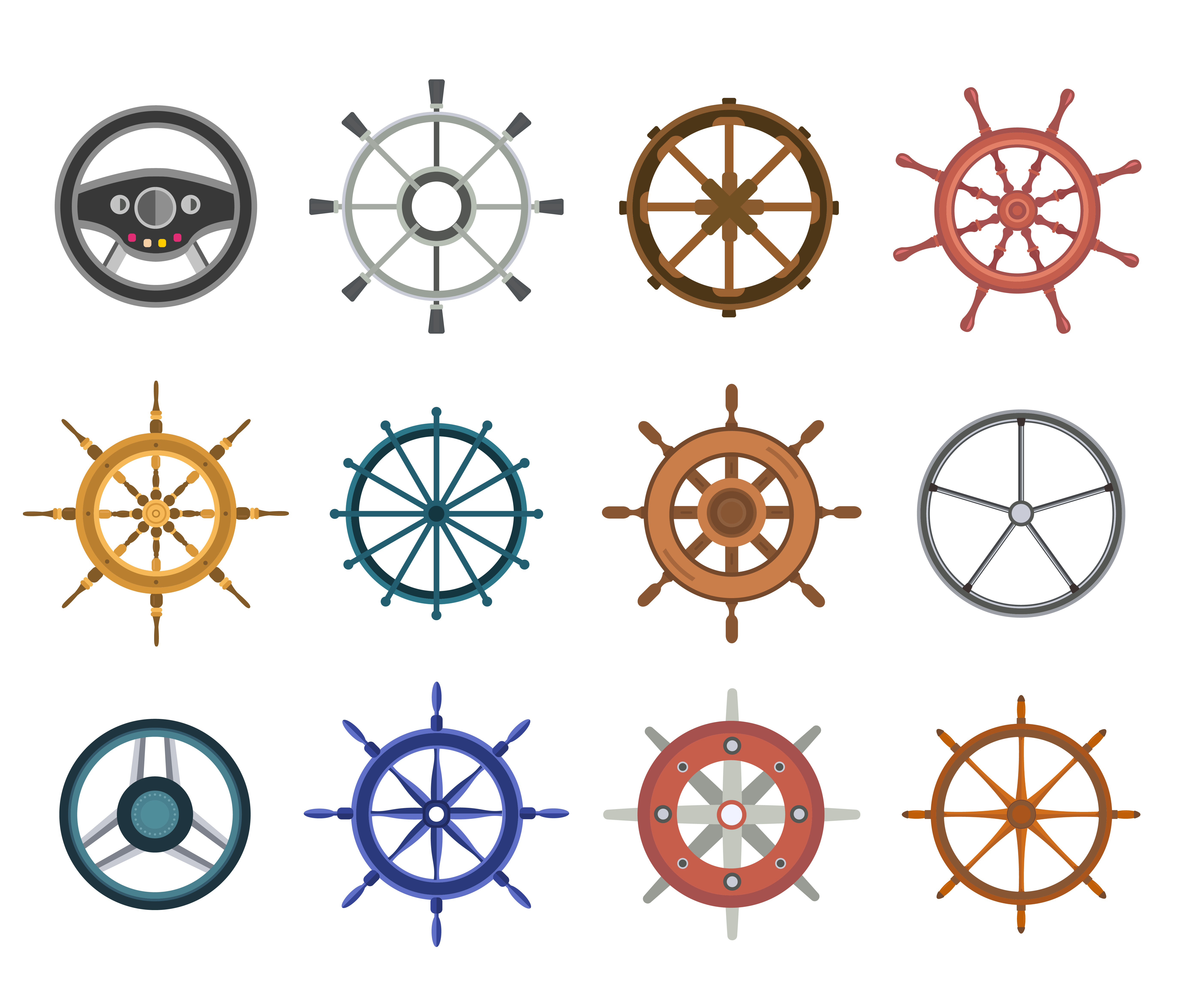Vector rudder flat icons, an Object Illustration by Vectorstockersland
