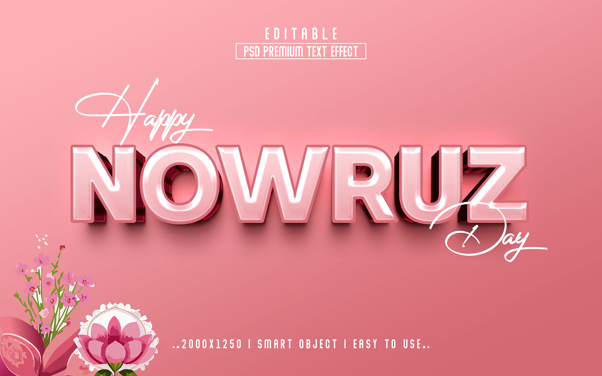 Nowruz Day editable 3D text effect, a Layer Style Add-On by Md ...