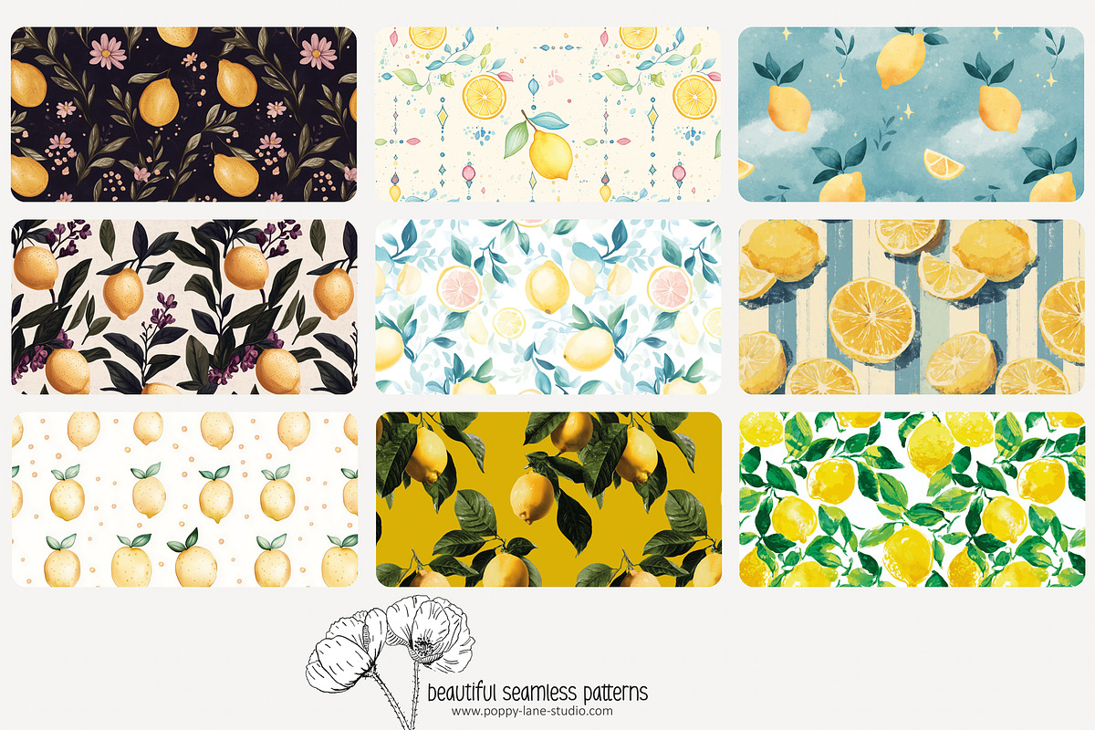 70 lemon seamless pattern, a Pattern Graphic by Poppy Lane Studio