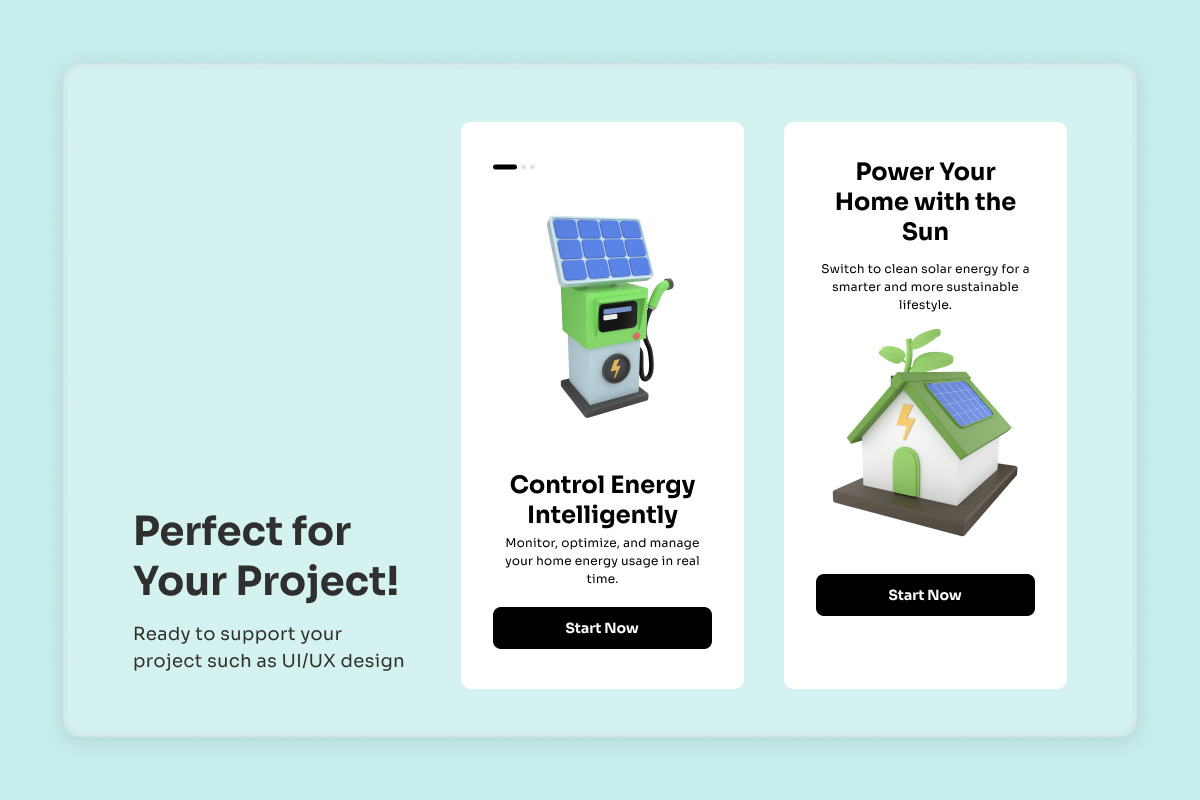Solar Energy Smart Home 3D Icons, an Object Illustration by twinstd