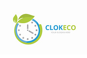 Vector clock and leaf logo, a Branding & Logo Template by GraphiShop