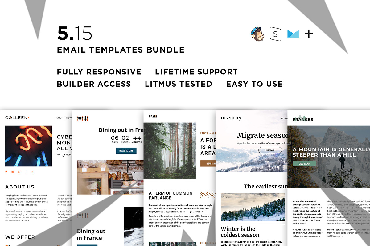 5 Email templates bundle XV, an Email Template by ThemesCode