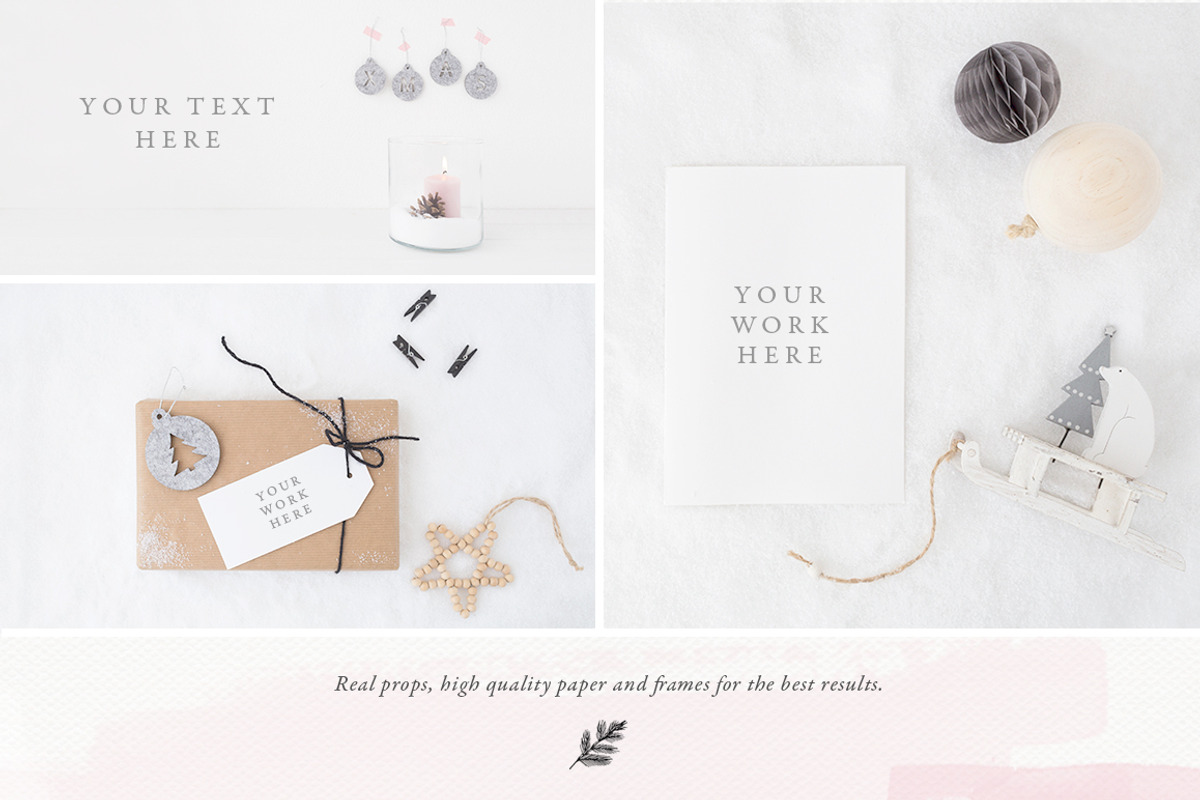 The Nordic Christmas mockup Bundle, a Print Template by White Hart Co.