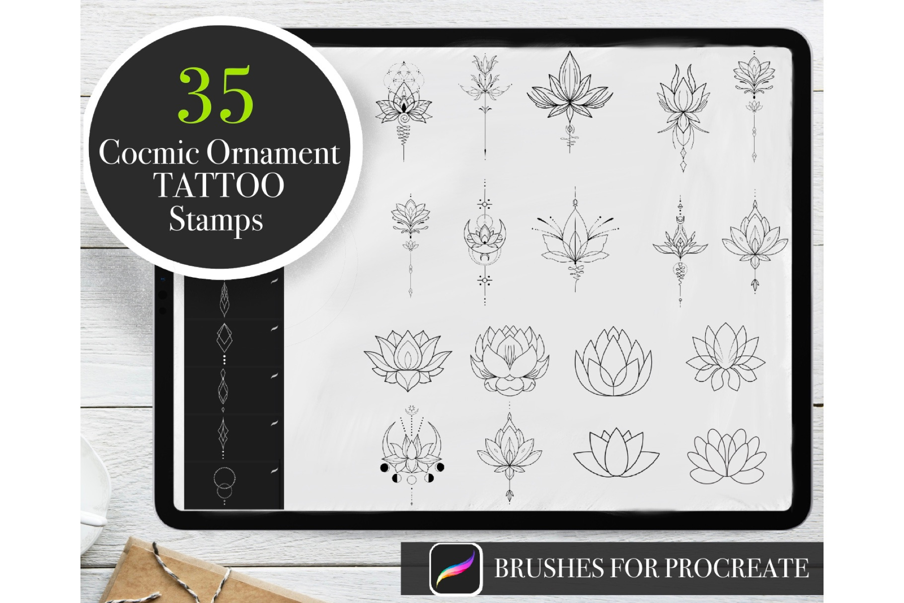 Tattoo Ornament Brushes Procreate, a Brush Add-On by Lucrumplus