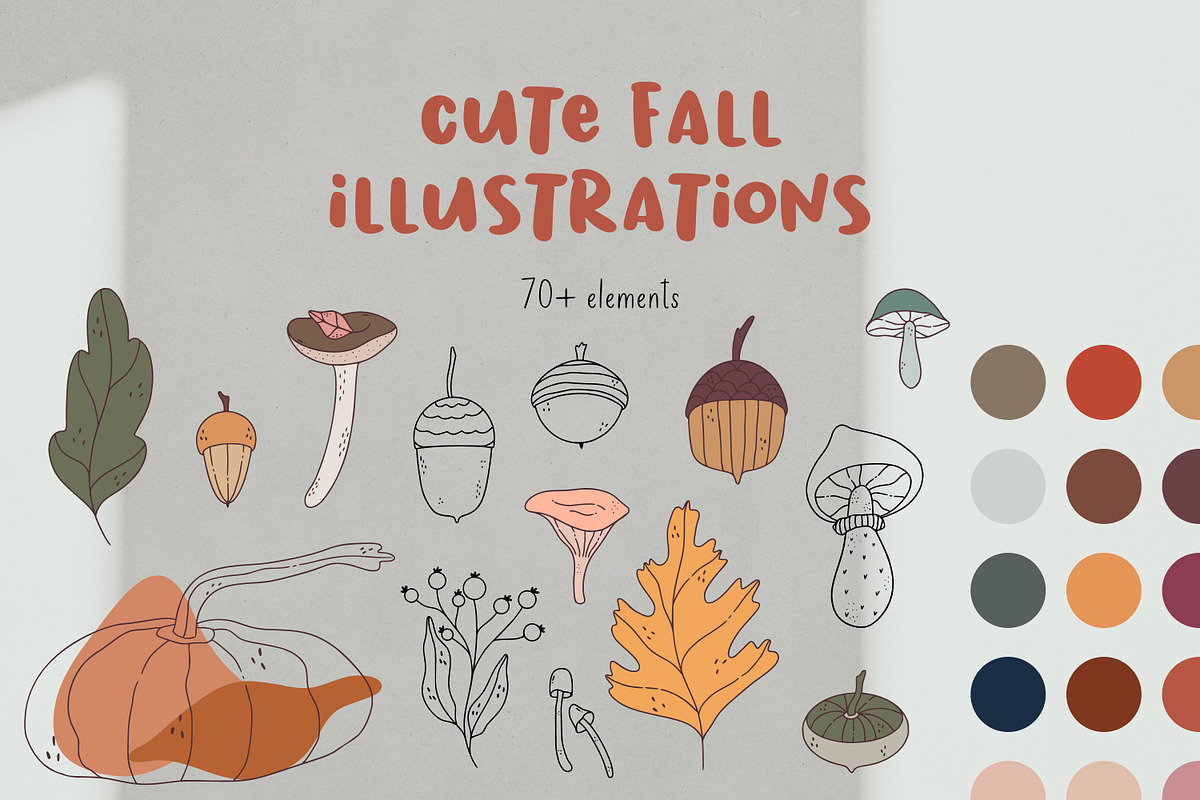 FALL DOODLES. EPS, PNG., an Illustration by Sentimental postman