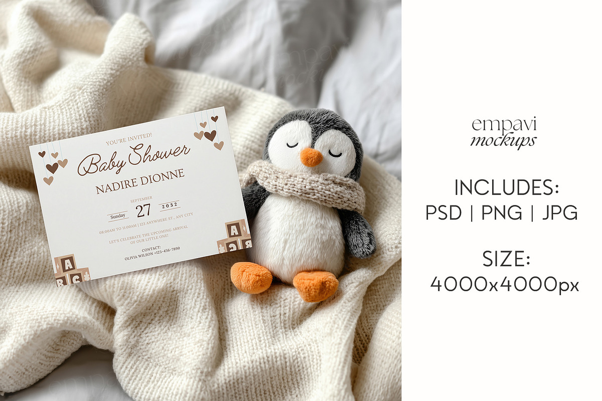 7x5 Landscape Invitation Card Mockup, a Mockup by EmpaviMockups