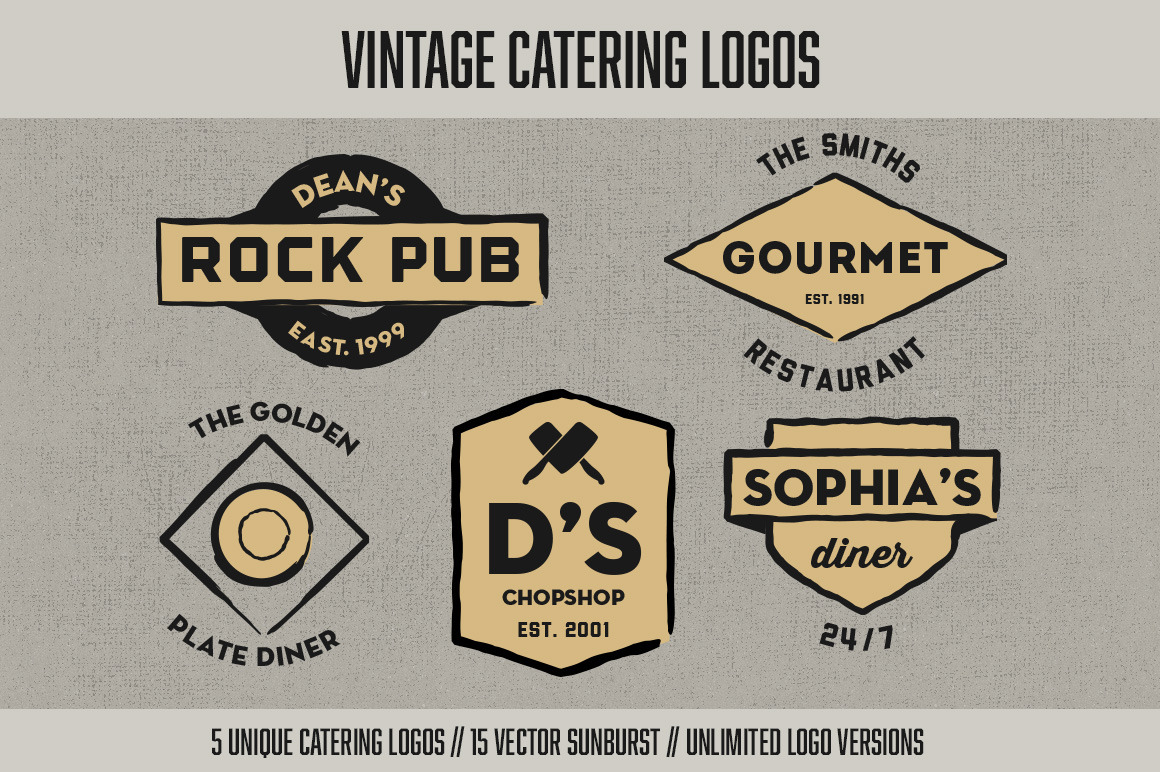 Vintage Catering Logos, a Branding & Logo Template by Graphic Boutique