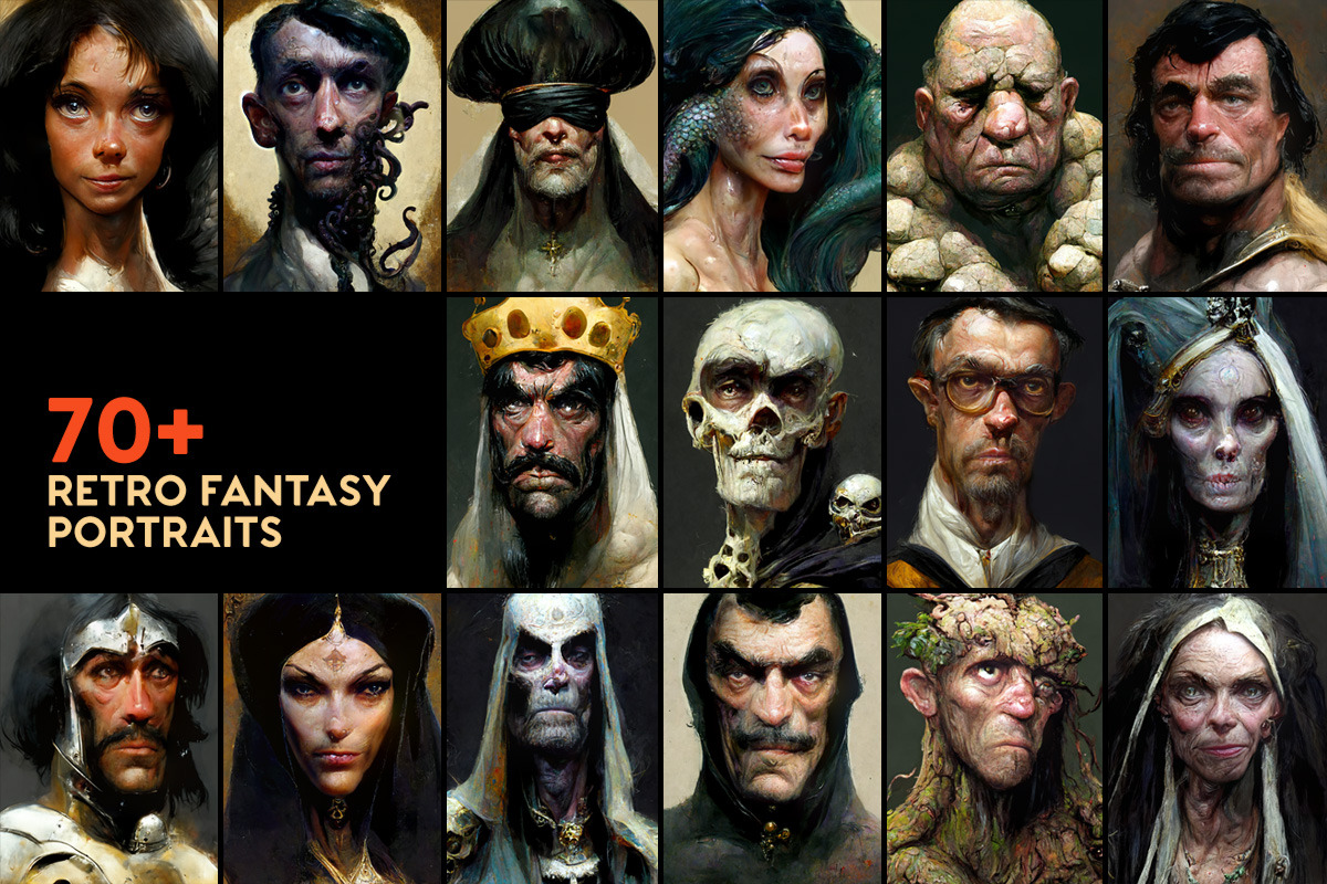 70+ Retro Fantasy Portraits, an Illustration by Tugcu Design Co ...