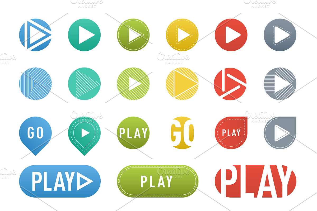 UI interface buttons vector set, a Technology Illustration by RocketArt