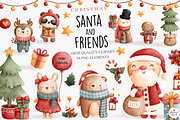 Christmas Santa and friends Clipart, an Animal Illustration by ...